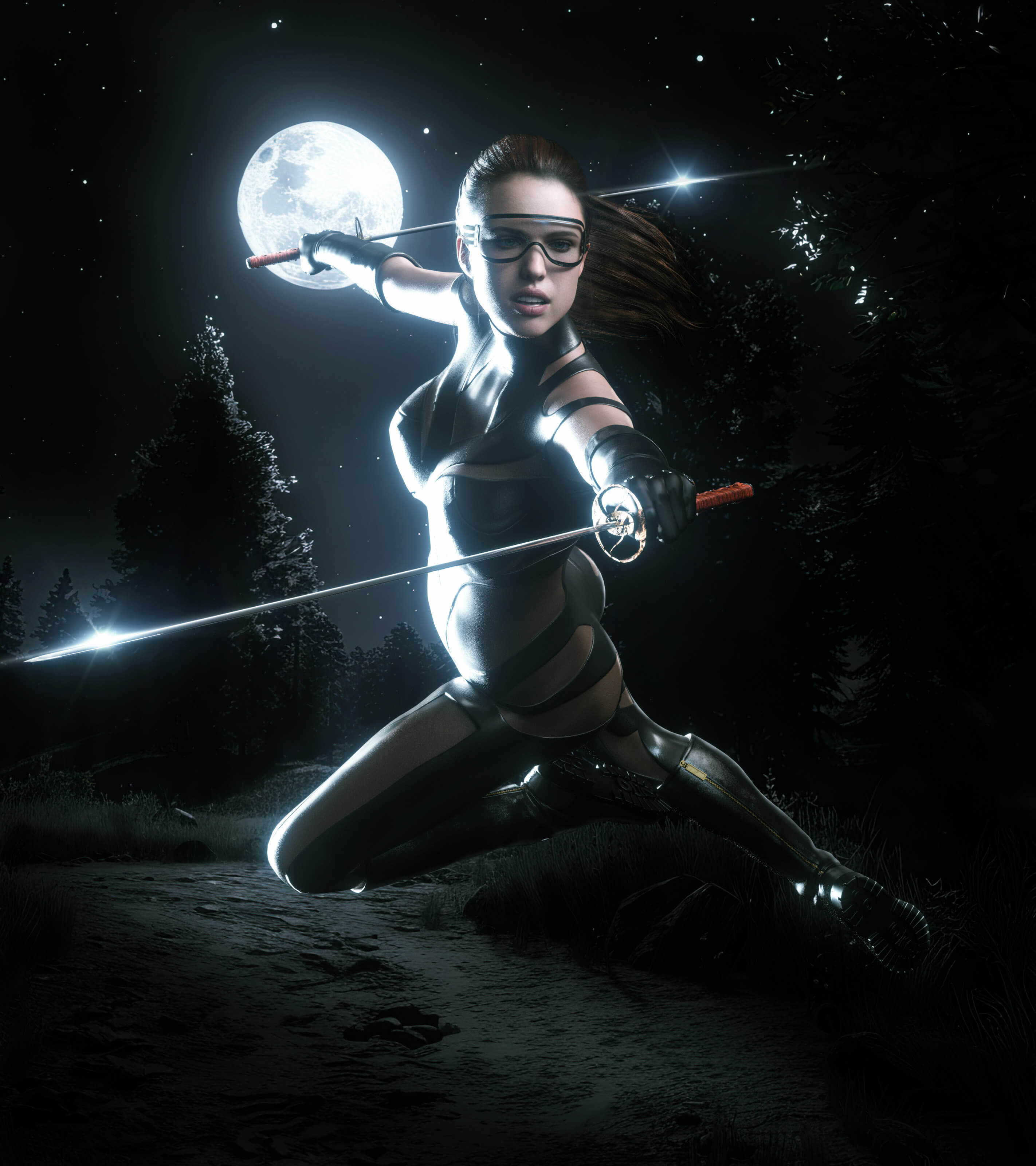 Full Moon Showdown 3D Render, Digital Art by Design Heretic