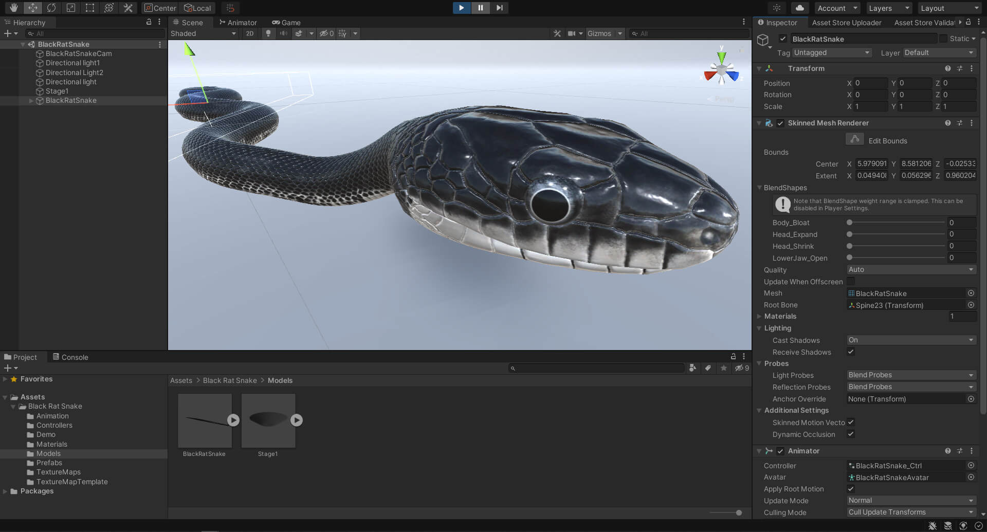 Animated Black Rat Snake - 3D Model by Dibia Digital