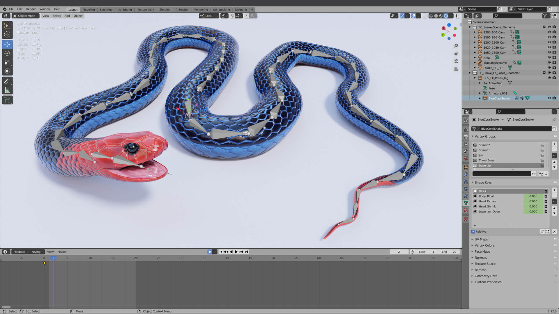 Animated Blue Coral Snake - 3D Model by Dibia Digital