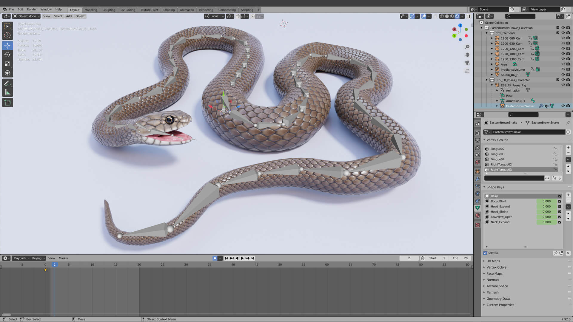 Animated Eastern Brown Snake - 3D Model by Dibia Digital