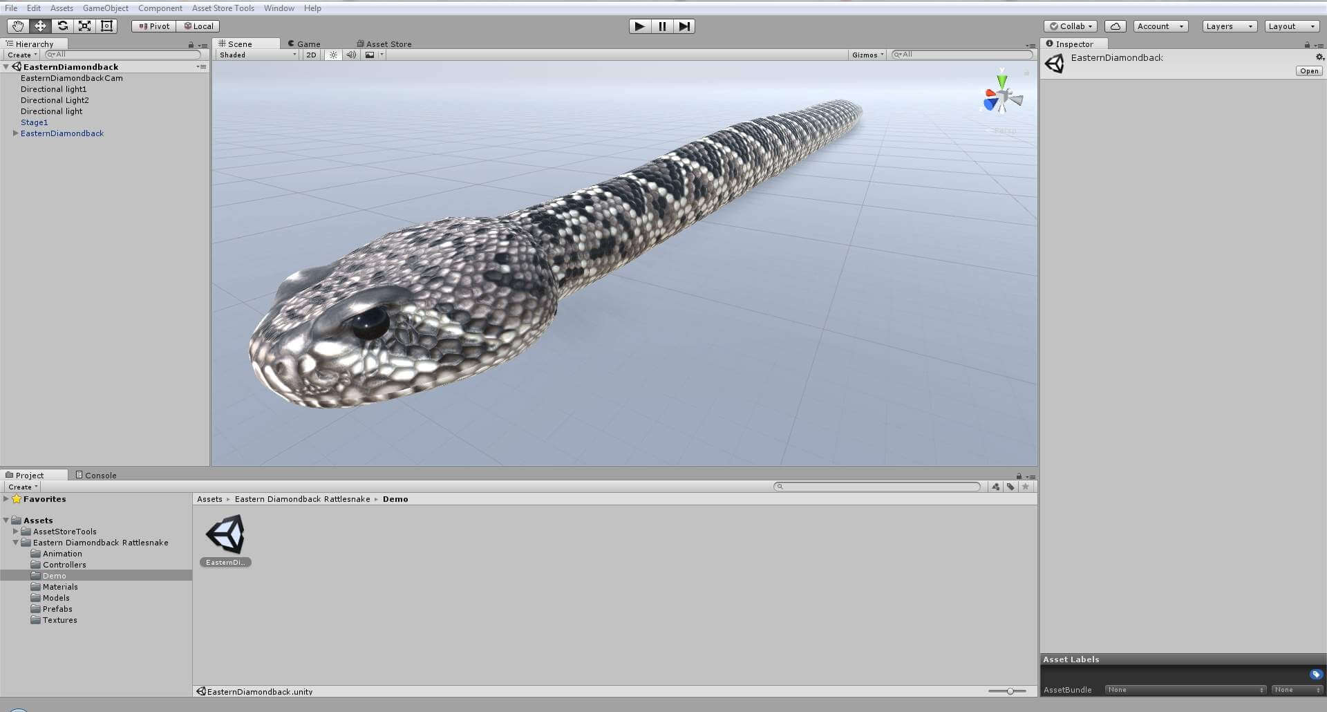 Eastern Diamondback Rattlesnake Animated - 3D Model by Dibia Digital