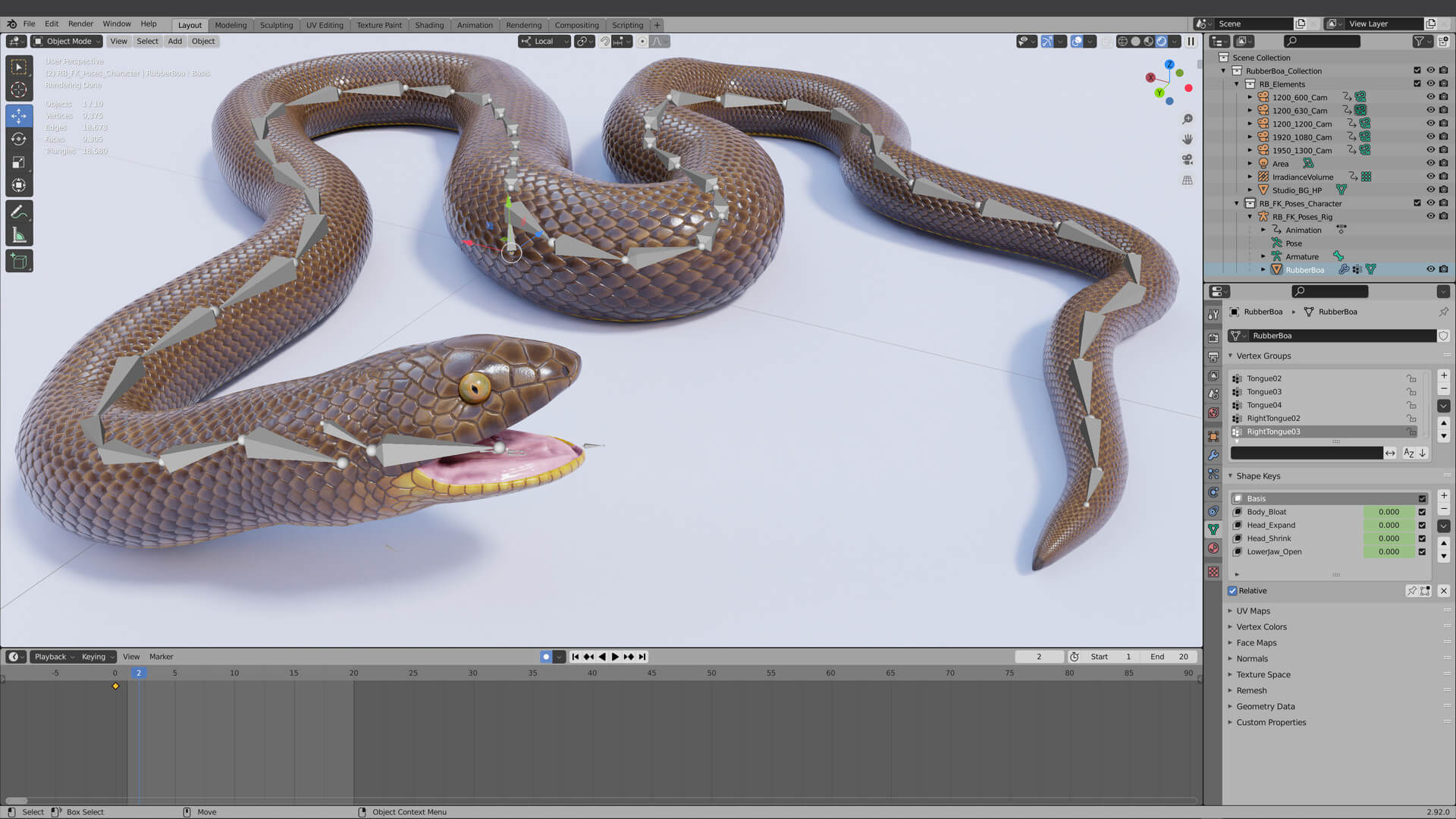 Animated Rubber Boa - 3D Model by Dibia Digital