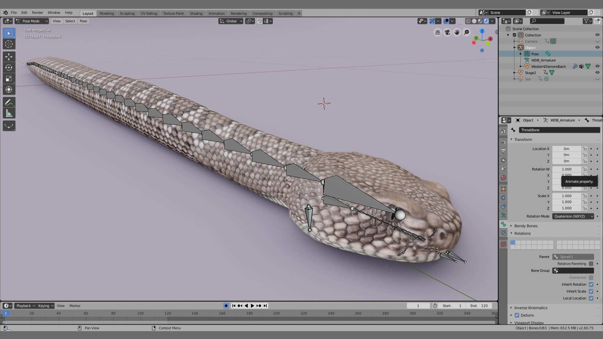 Rigged Western Diamondback Rattlesnake - 3D Model by Dibia Digital