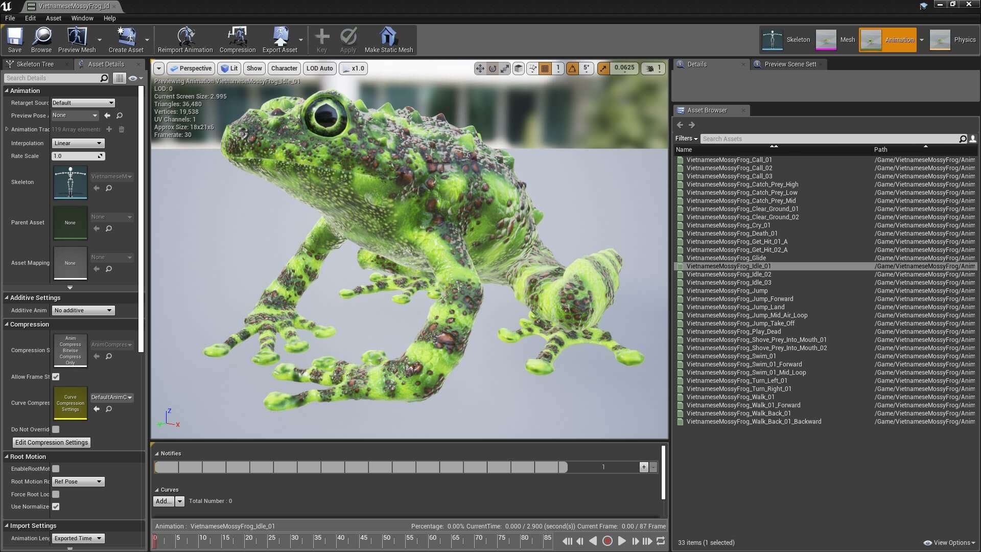 Animated Vietnamese Mossy Frog - 3D Model by Dibia Digital