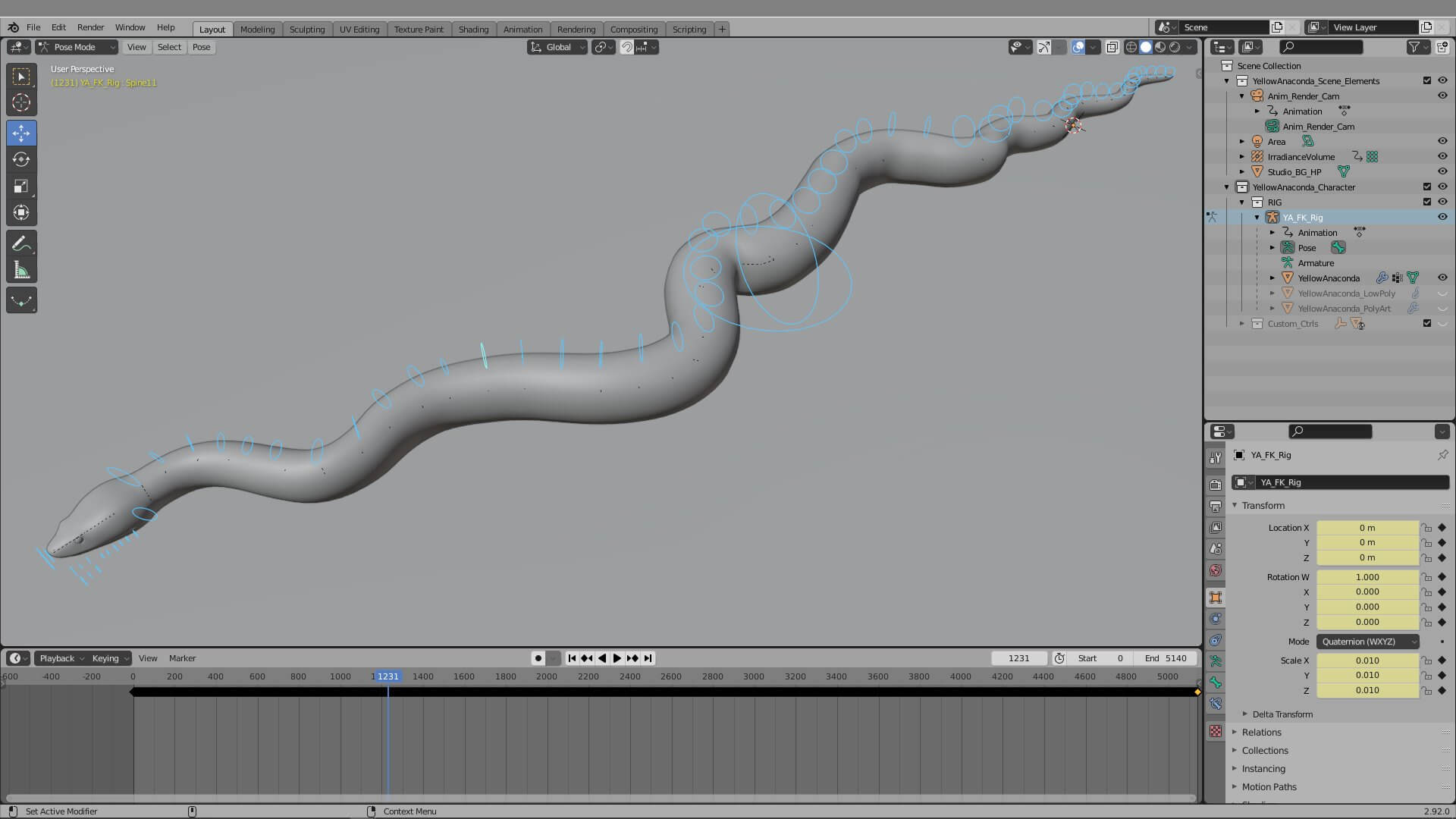 Yellow Anaconda Animated - 3D Model by Dibia Digital