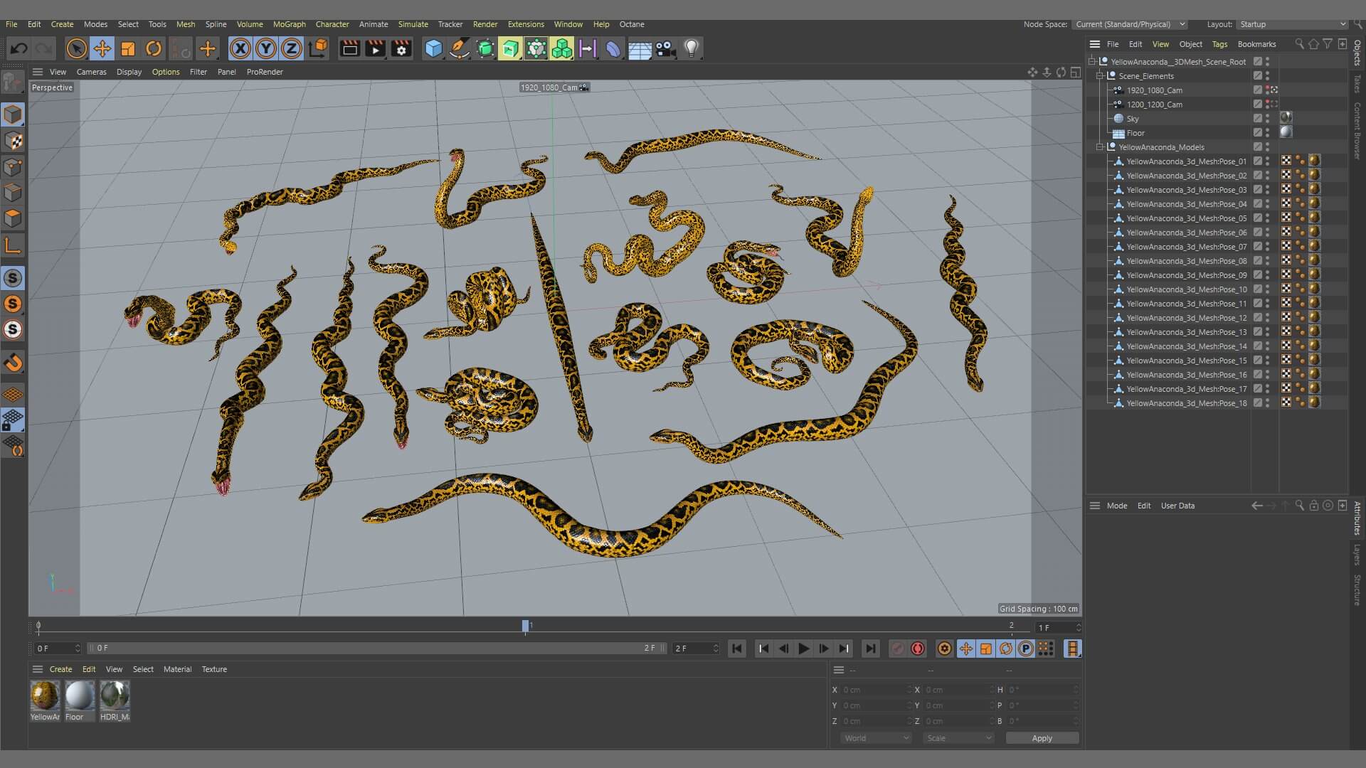 Yellow Anaconda Animated - 3D Model by Dibia Digital
