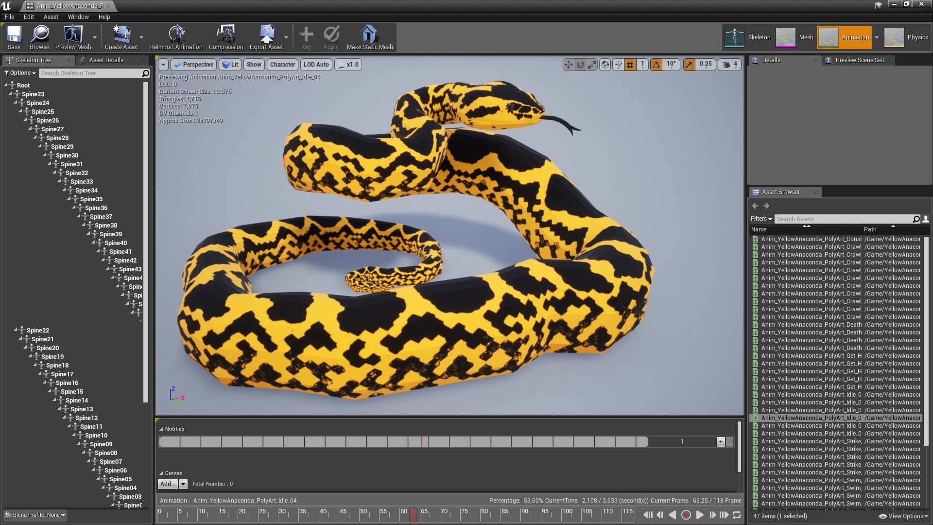 Yellow Anaconda Animated - 3D Model by Dibia Digital
