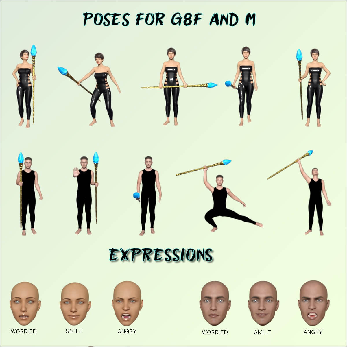 Magic Staff and Poses for Genesis 8 Male and Female - Daz Content by ...