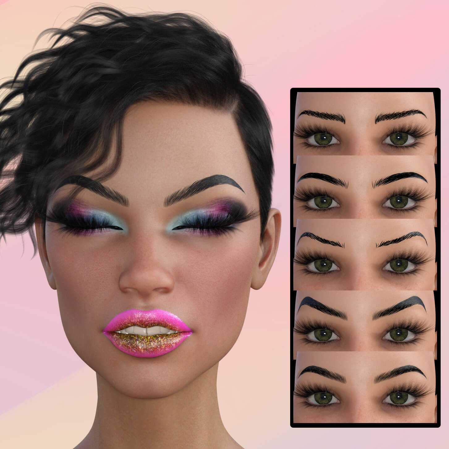 Beauty Kit 2 Eyes Lips Eyebrows for DAZ G8 by Diginal