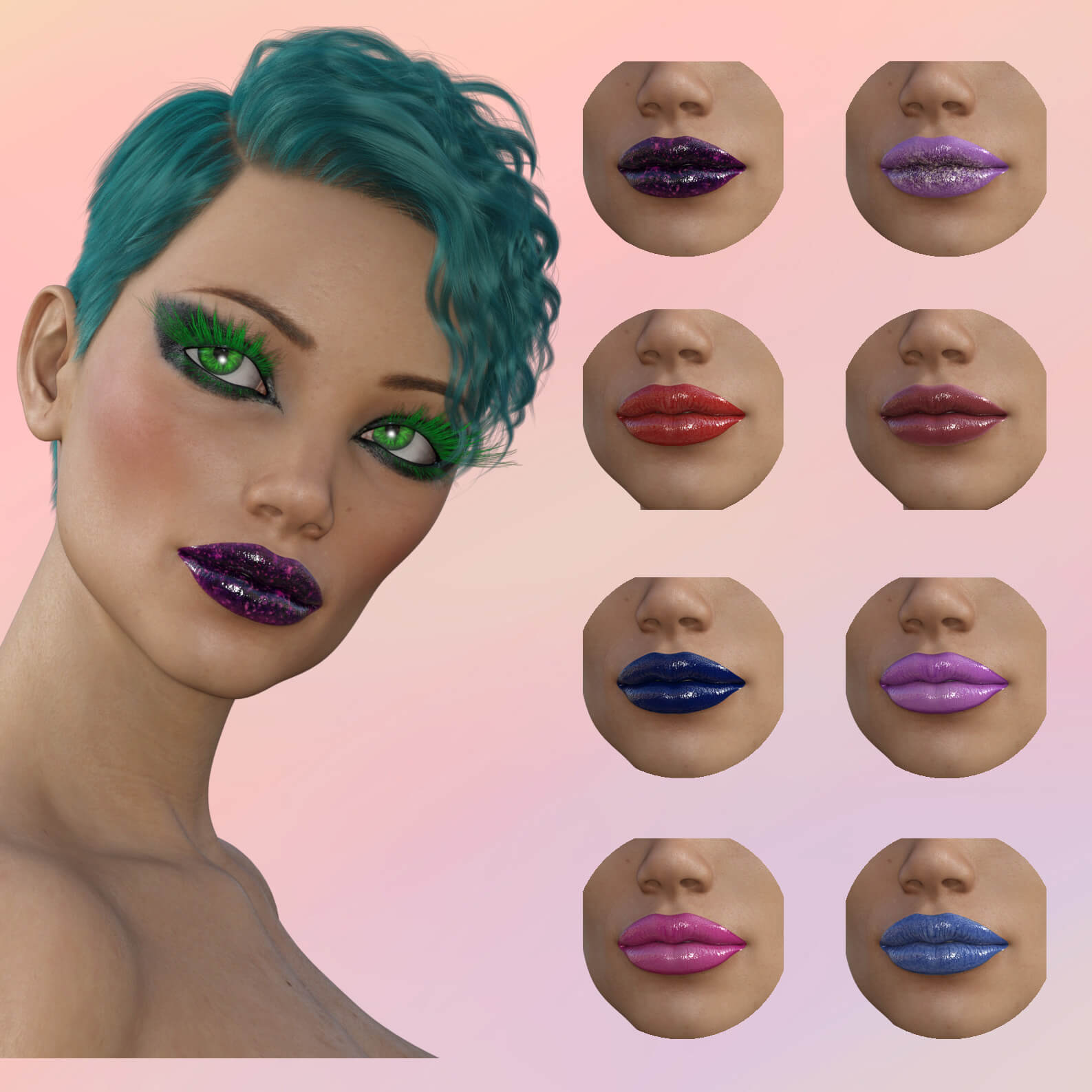 Beauty Kit 2 Eyes Lips Eyebrows for DAZ G8 by Diginal