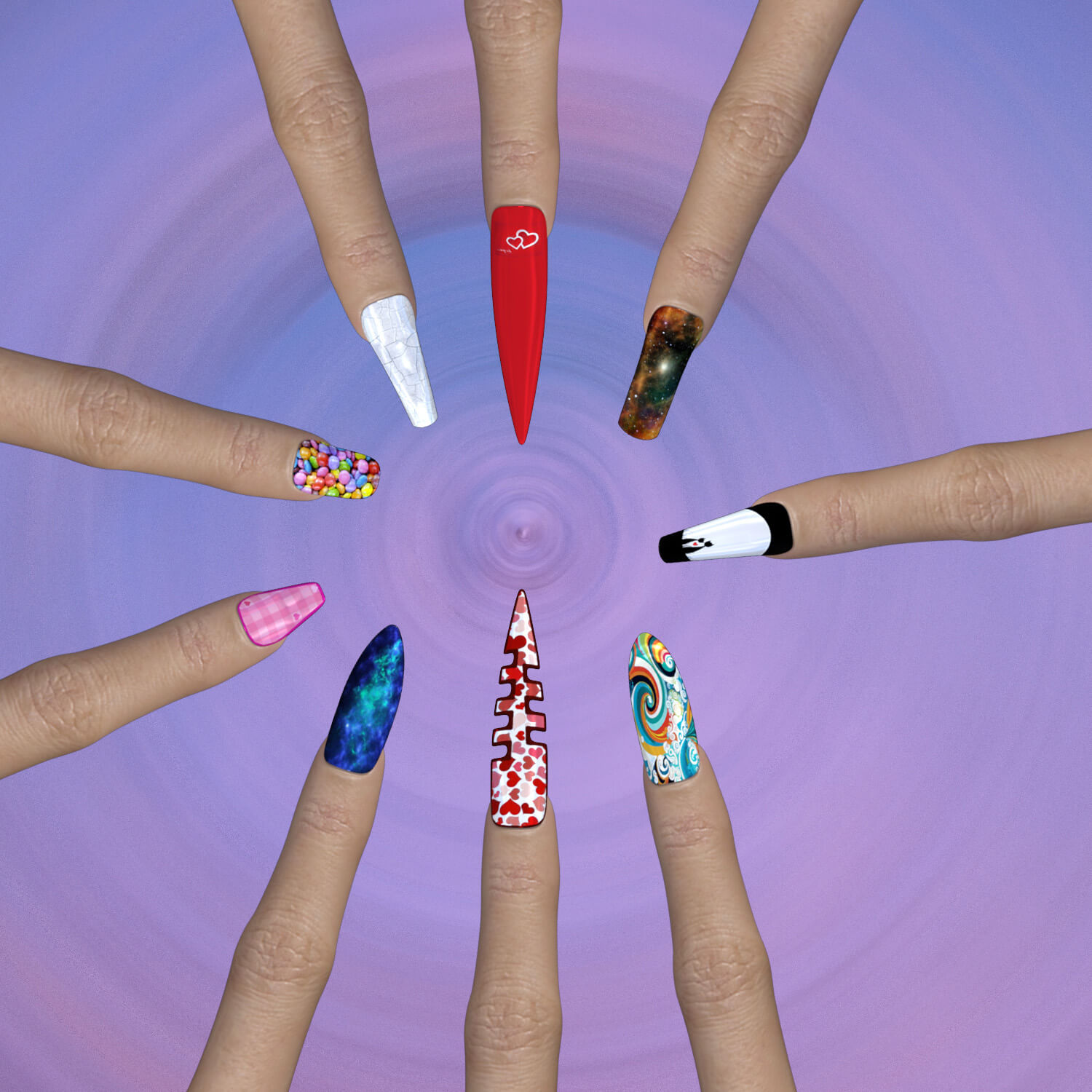 Beautykit1 Fake Nails for DAZ G8 by Diginal