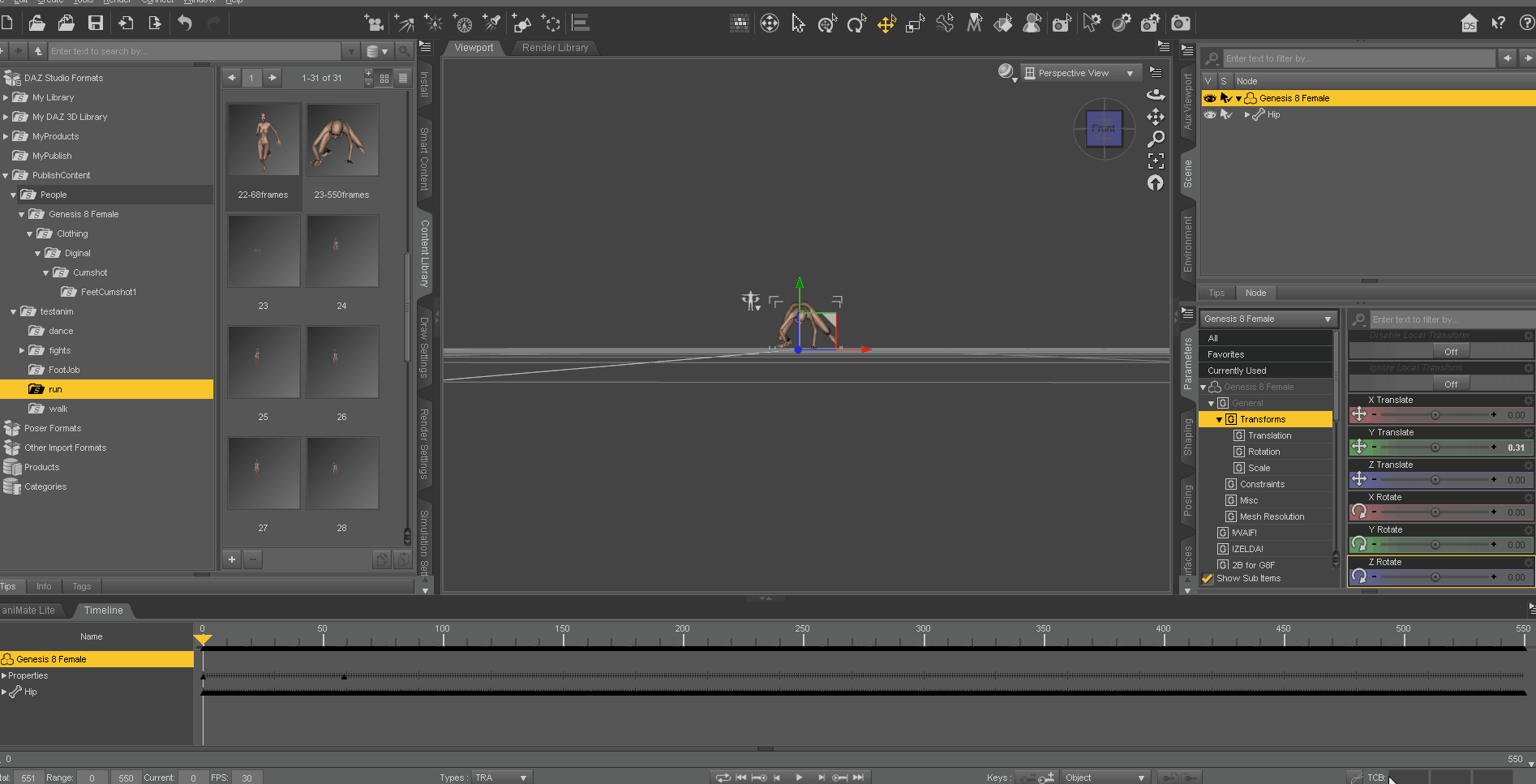 Run Animation for DAZ G8 Bundle by Diginal