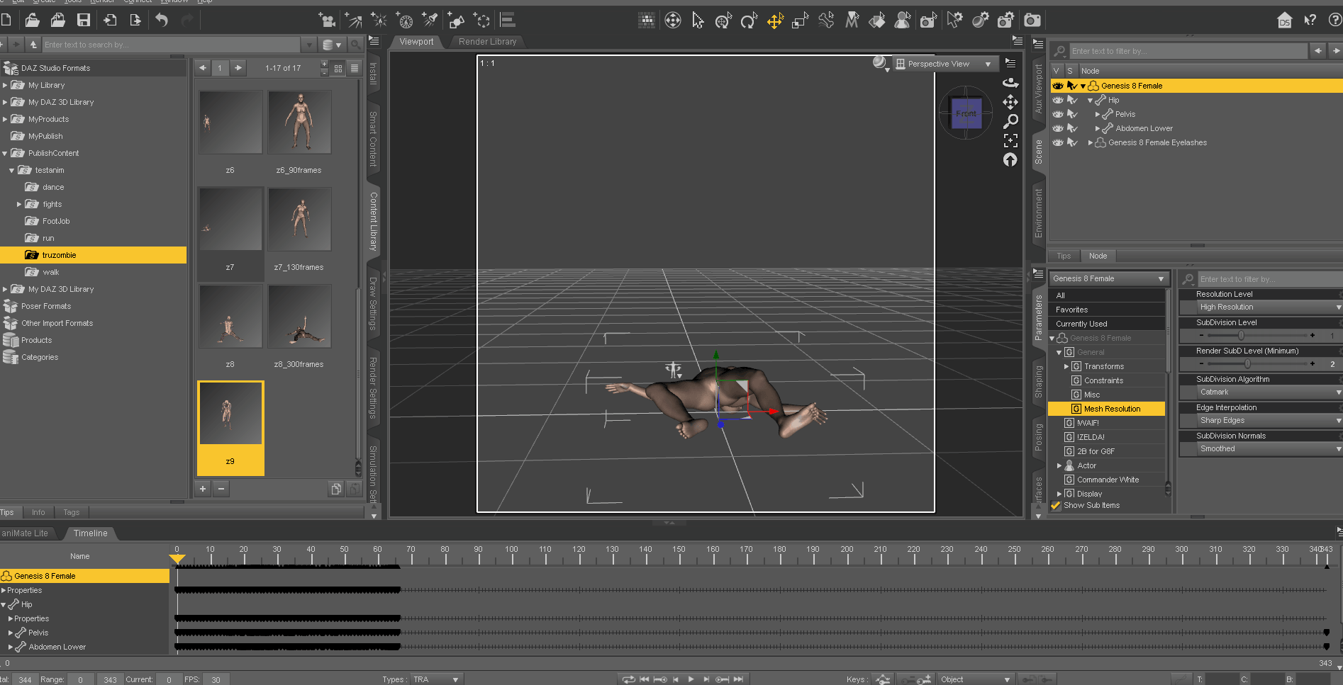 DAZ Animation Zombie SET1 by Diginal