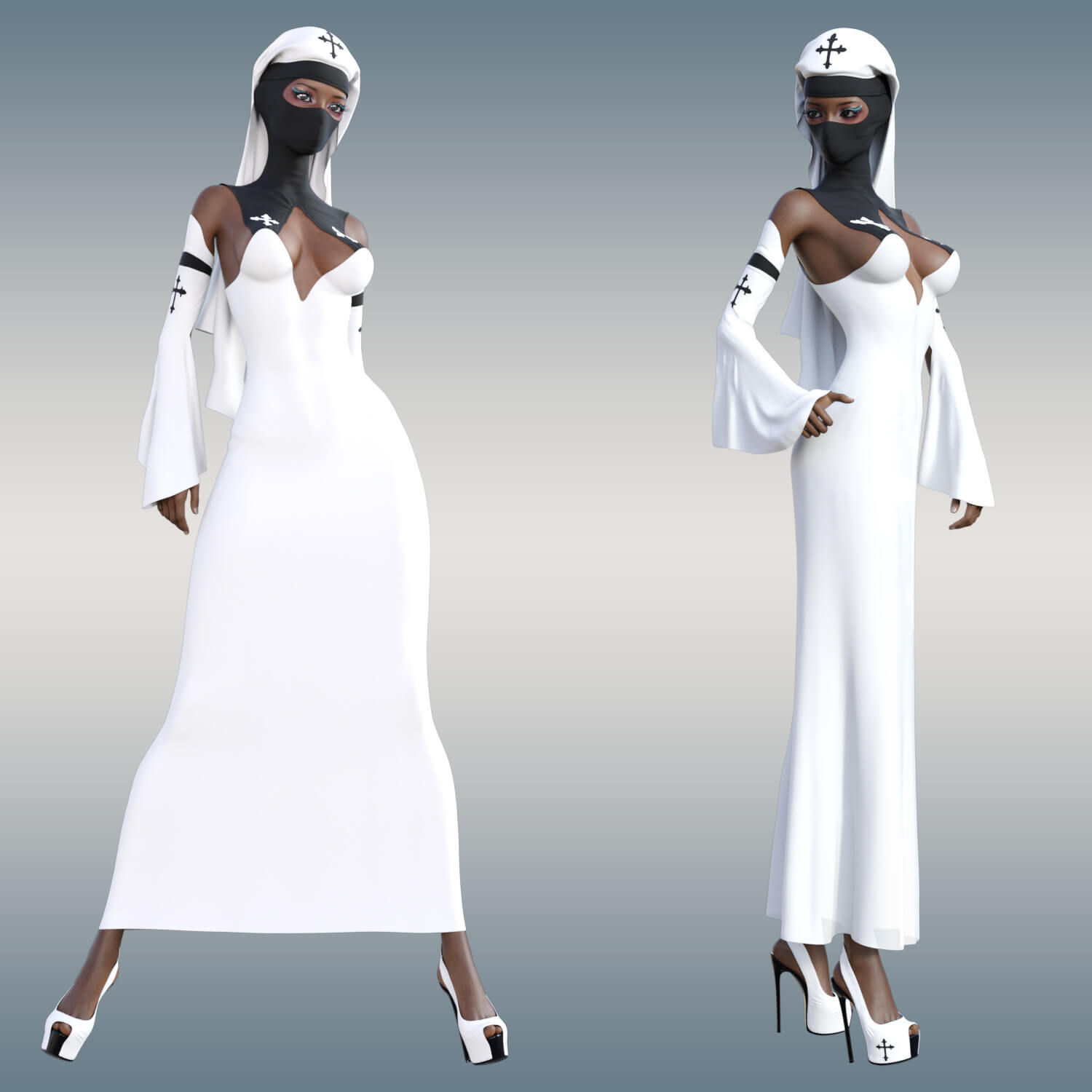 dForce Sexy Black Nun Suit for G8 Female - Daz Content by Diginal
