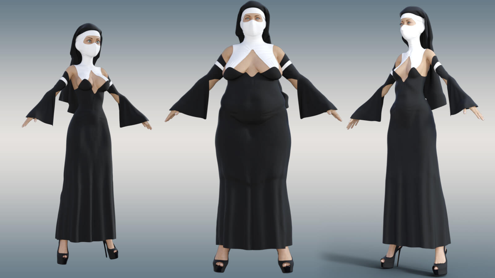 dForce Sexy Black Nun Suit for G8 Female - Daz Content by Diginal