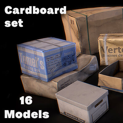 Old Cardboard Pack - 3D Model by Dimonati
