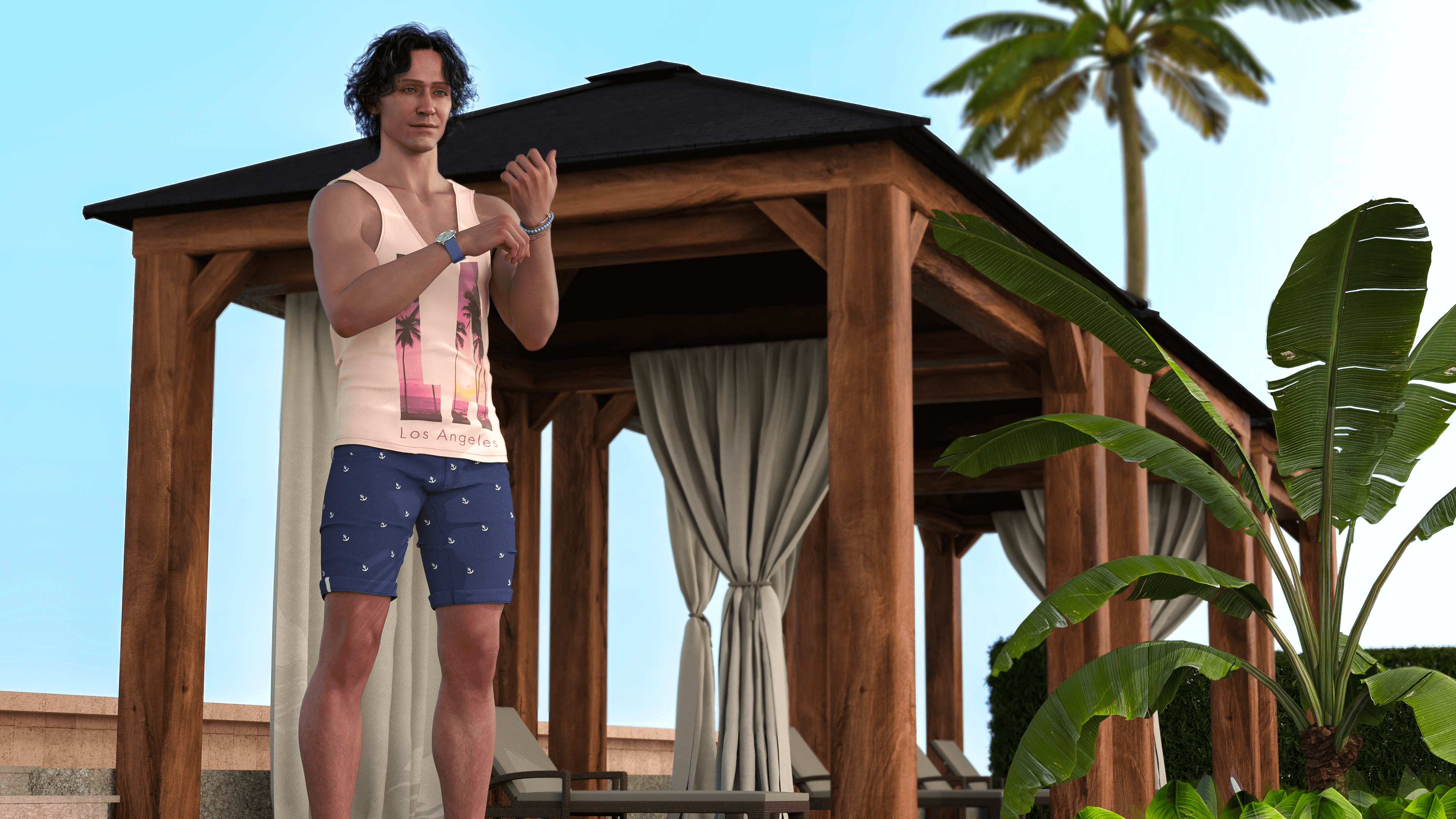 Poolside Leisure 3D Render, Digital Art by Dimox