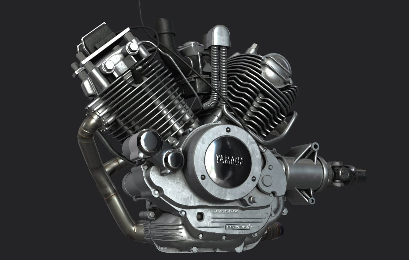 Engine Yamaha Virago XV7501983 3D Render, Digital Art by dmd_hn