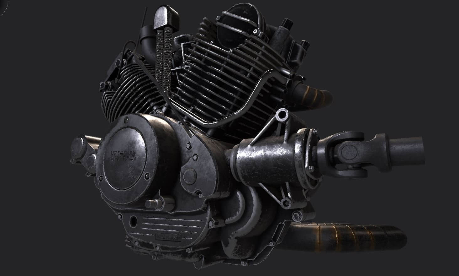 Engine Yamaha Virago XV7501983 3D Render, Digital Art by dmd_hn