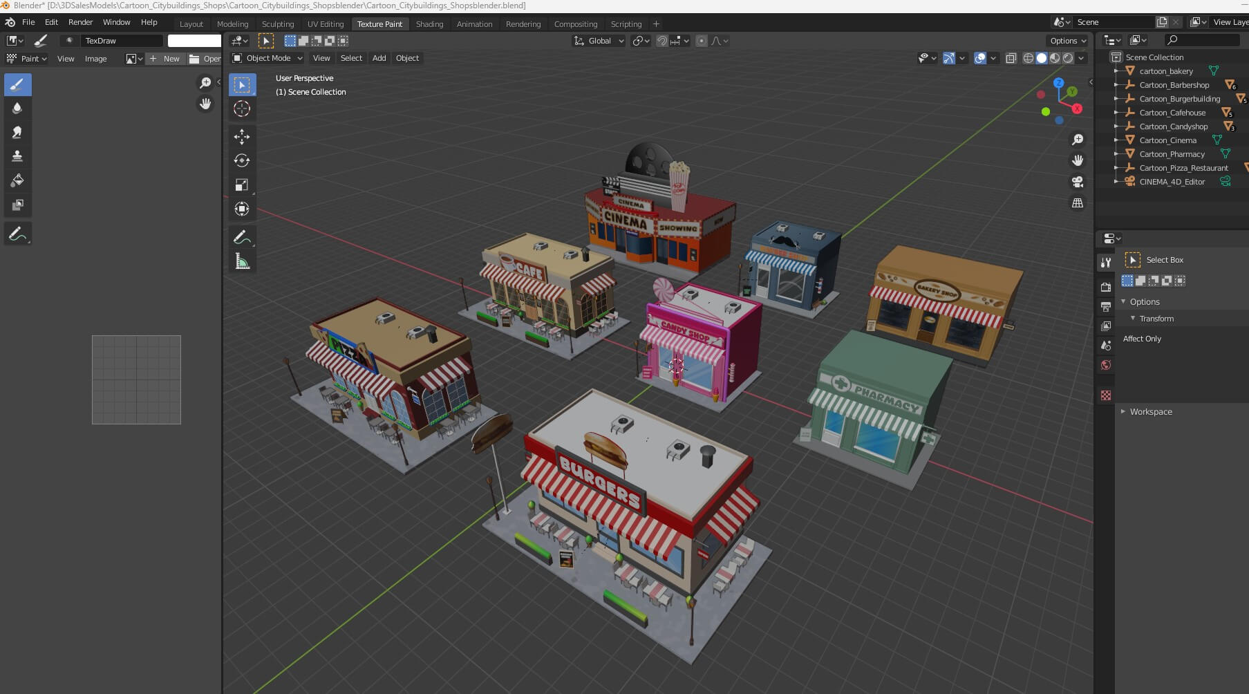 Cartoon City Buildings Shops - 3D Model by DnD