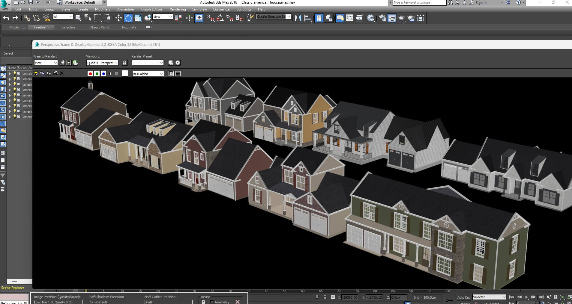 Classical American Houses Collection - 3D Model by DnD