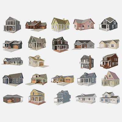 House Collection 24 Low Poly 3D Model by DnD
