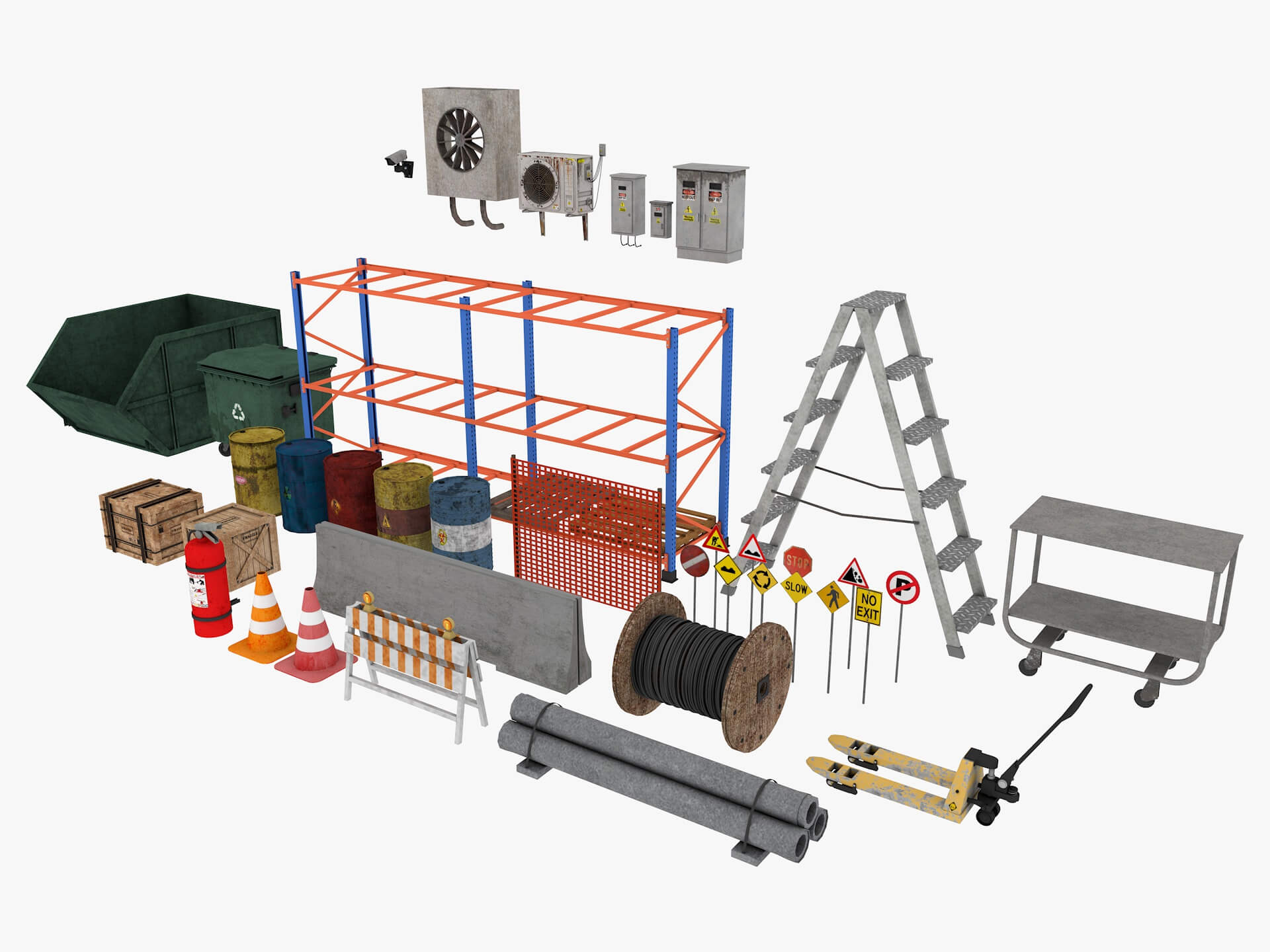 Industrial Warehouse Props Pack Low Poly - 3D Model by DnD