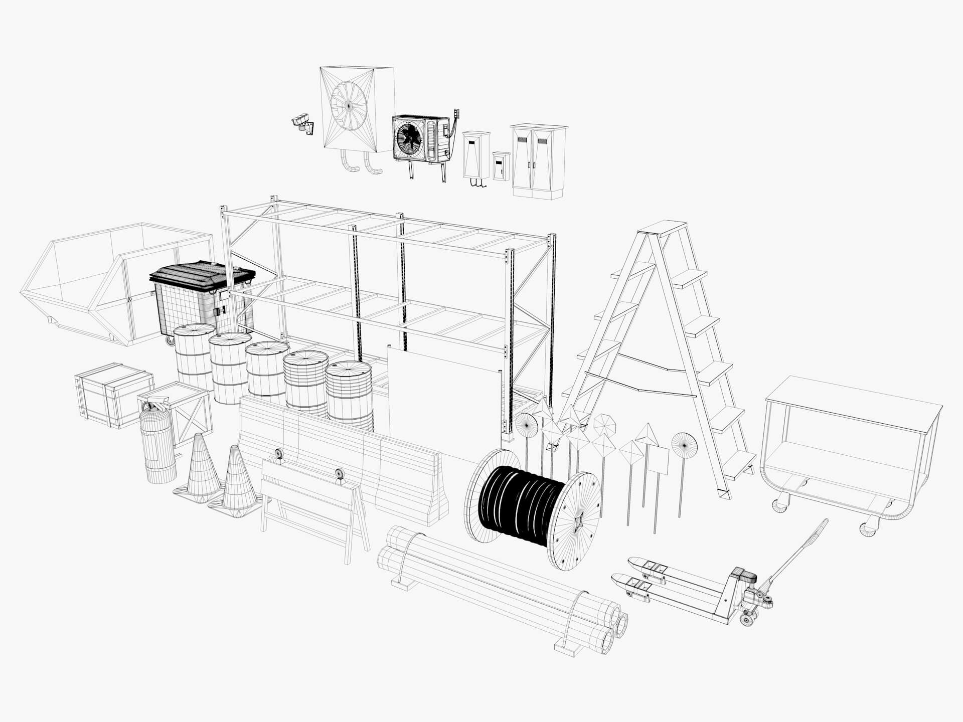 Industrial Warehouse Props Pack Low Poly - 3D Model by DnD