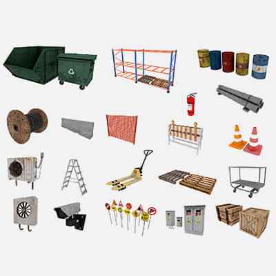 Industrial Warehouse Props Pack Low Poly - 3D Model by DnD