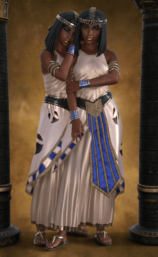 Egyptian Twins 3D Render, Digital Art by Donatto