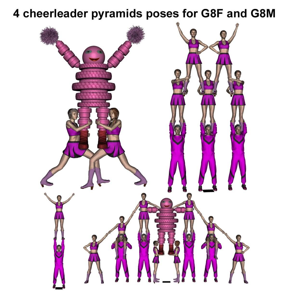 Cheerleaders Poses Pack02 For G8F and G8M - Daz Content by DoroThee237