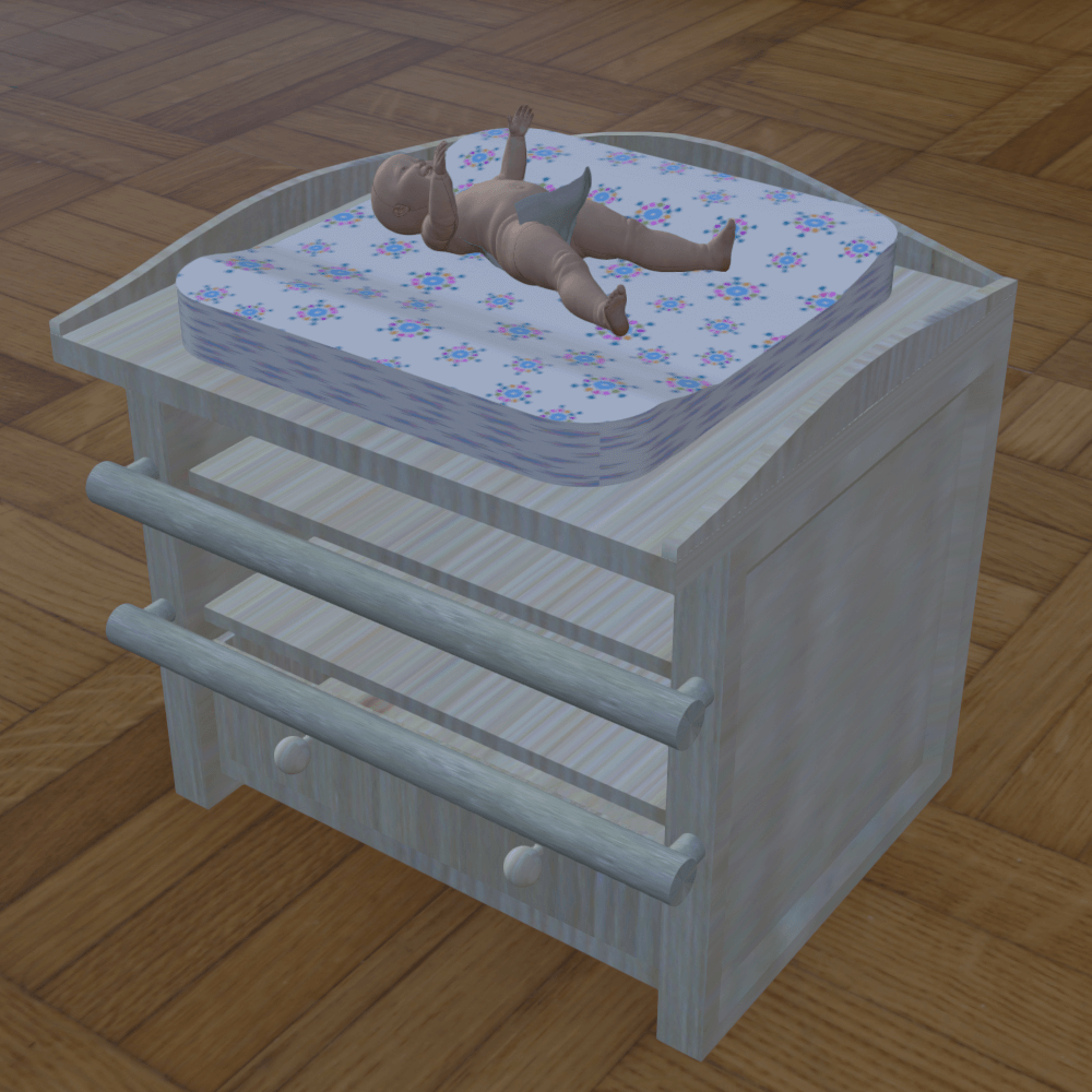 Baby Changing Table 3D Render, Digital Art by DoroThee237