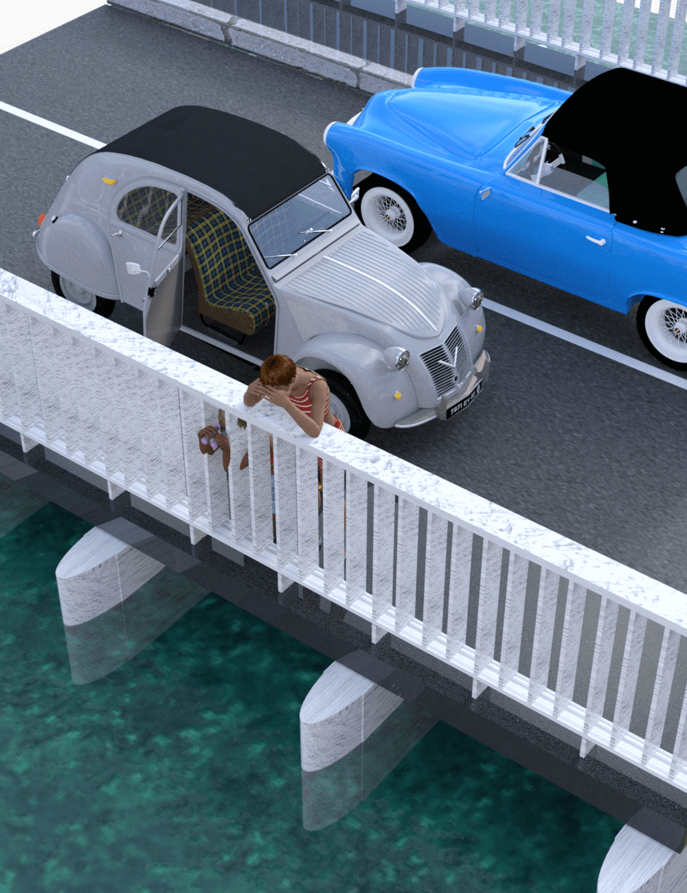 Bridge over clear water 2 3D Render, Digital Art by DoroThee237