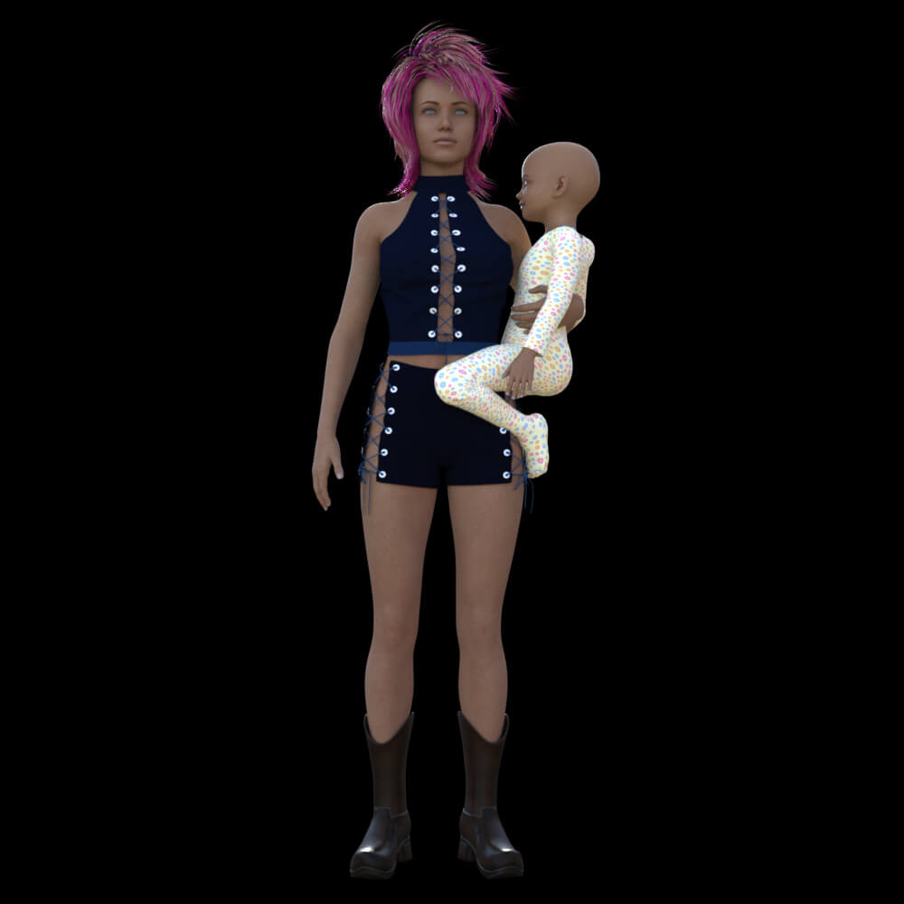 Rocker but a Mother 3D Render, Digital Art by DoroThee237