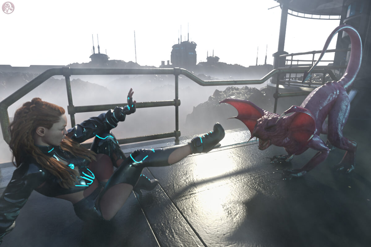 Lesser Demon Ambush 3D Render, Digital Art by DragiHadzitosic