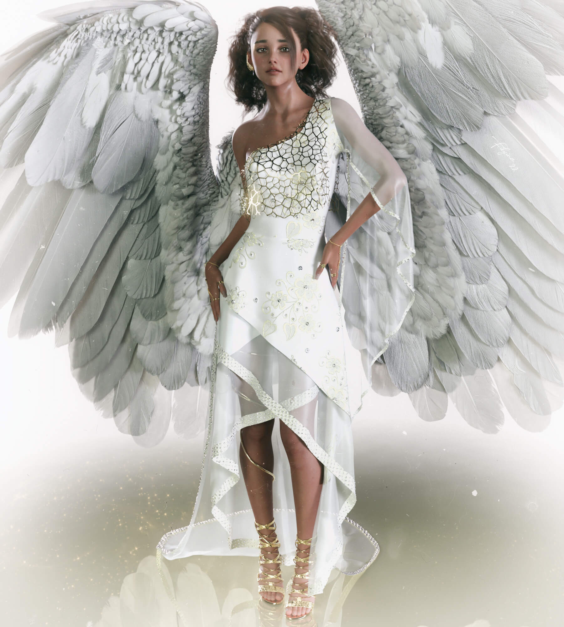 Aleena - winged dreams 3D Render, Digital Art by Dragona