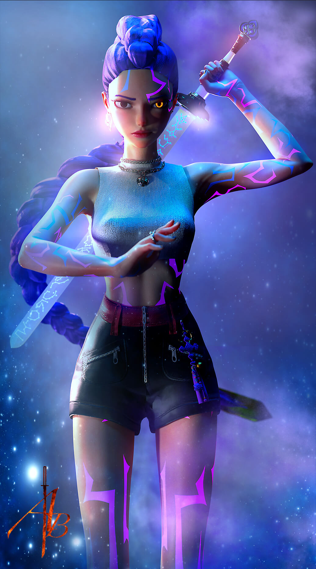 Rumi Ready Sword 3D Render, Digital Art by Dragonfist7777