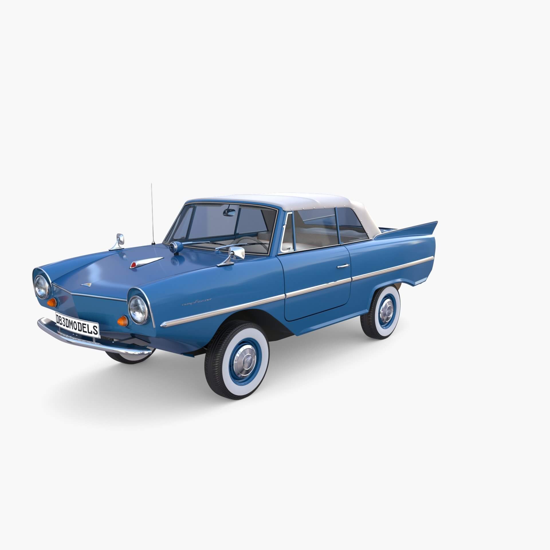 Amphicar 770 Blue W Interior Top Up - 3D Model by dragosburian