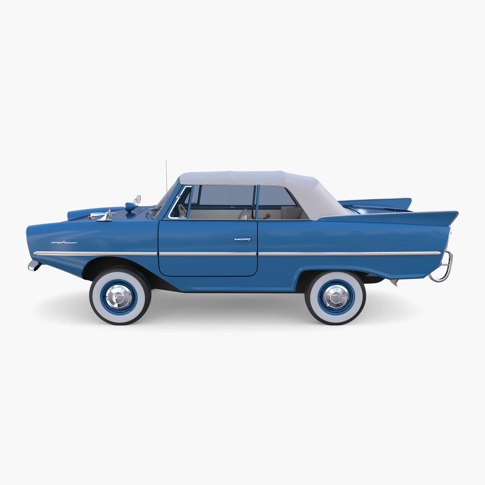 Amphicar 770 Blue W Interior Top Up - 3D Model by dragosburian