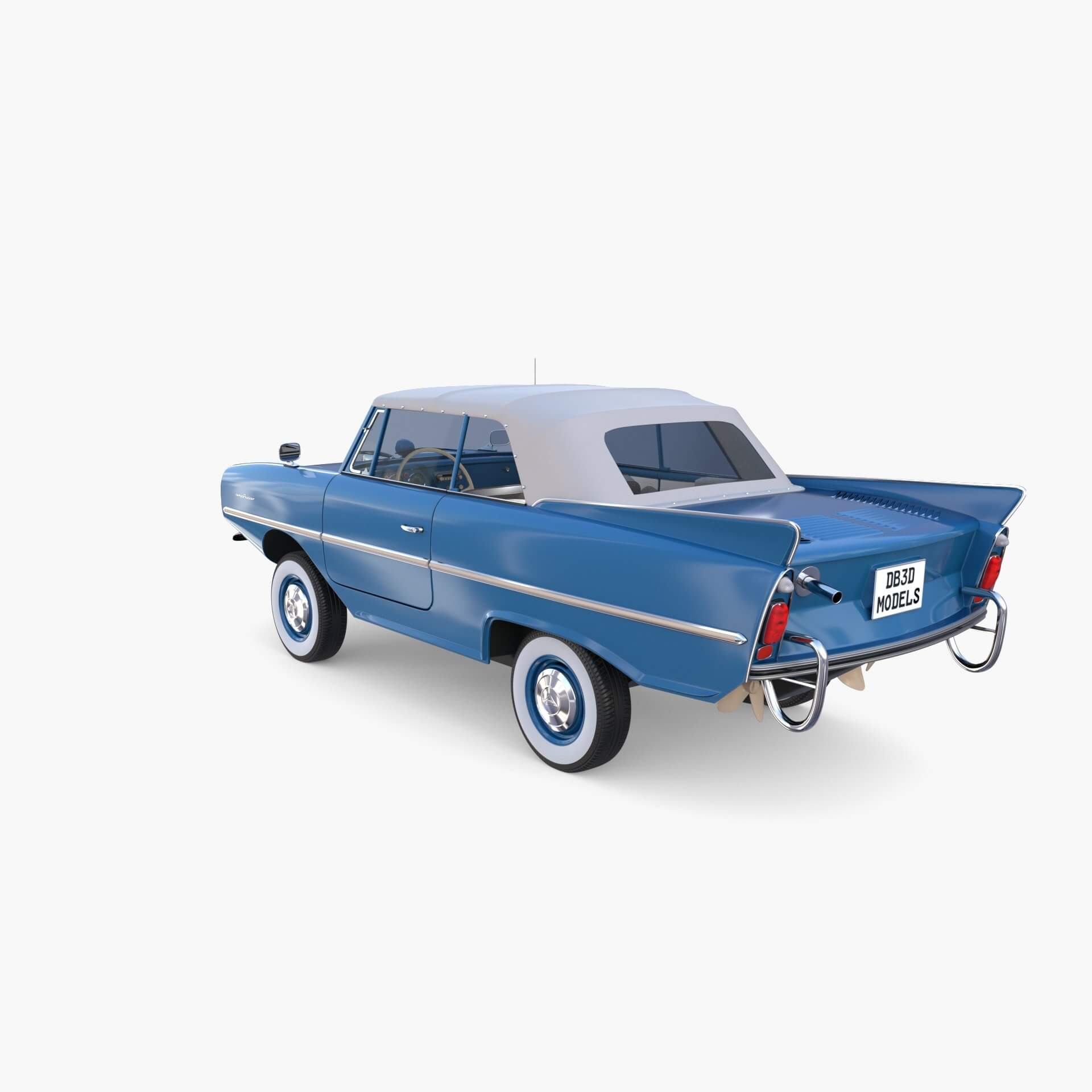 Amphicar 770 Blue W Interior Top Up - 3D Model by dragosburian
