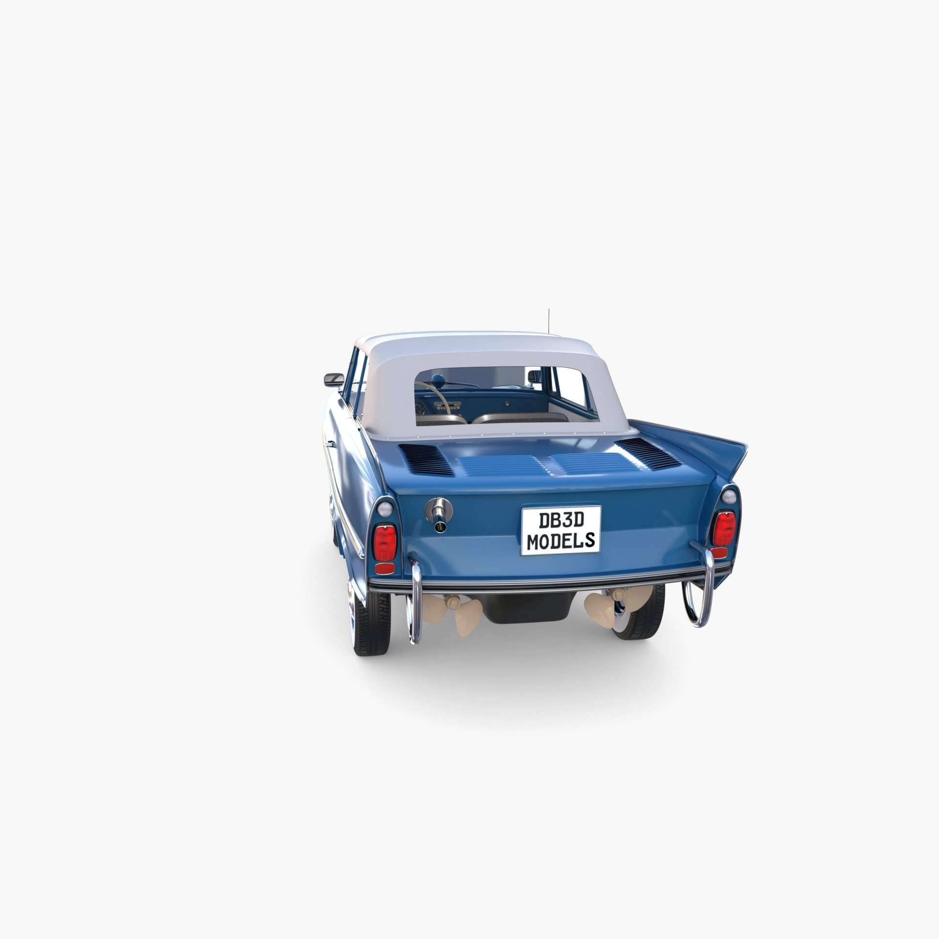 Amphicar 770 Blue W Interior Top Up - 3D Model by dragosburian