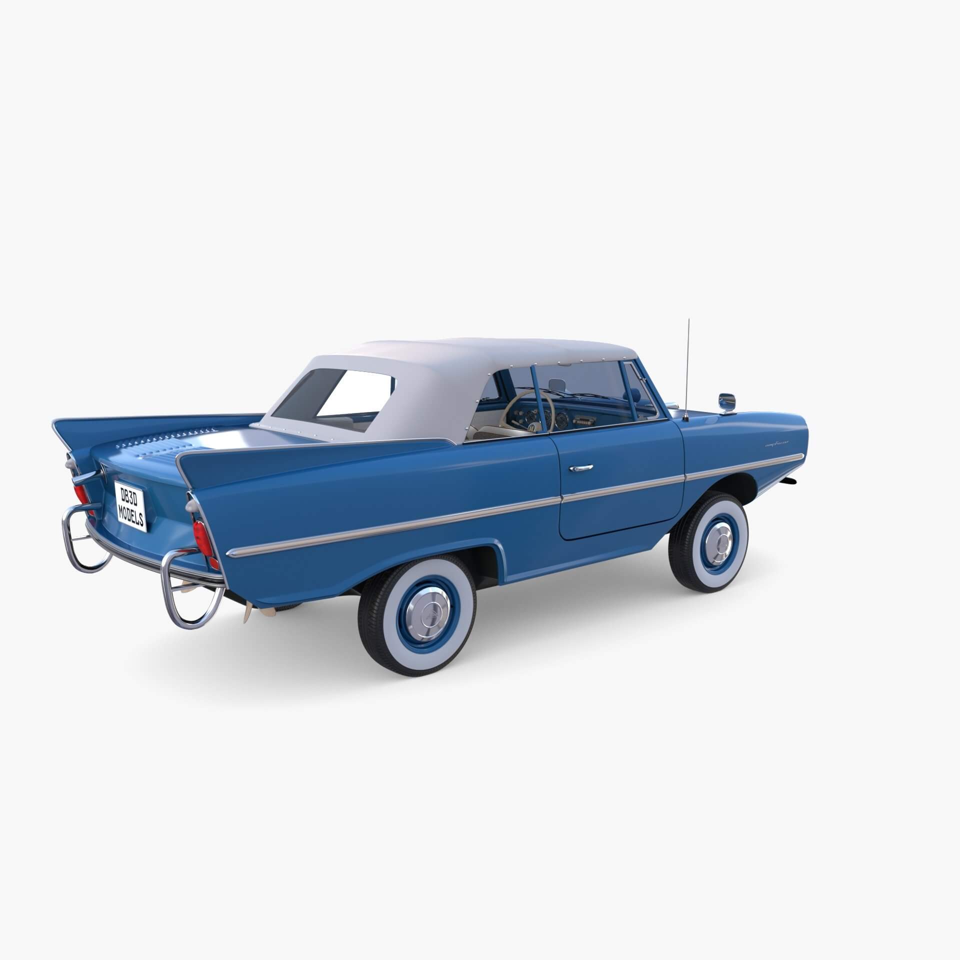 Amphicar 770 Blue W Interior Top Up - 3D Model by dragosburian
