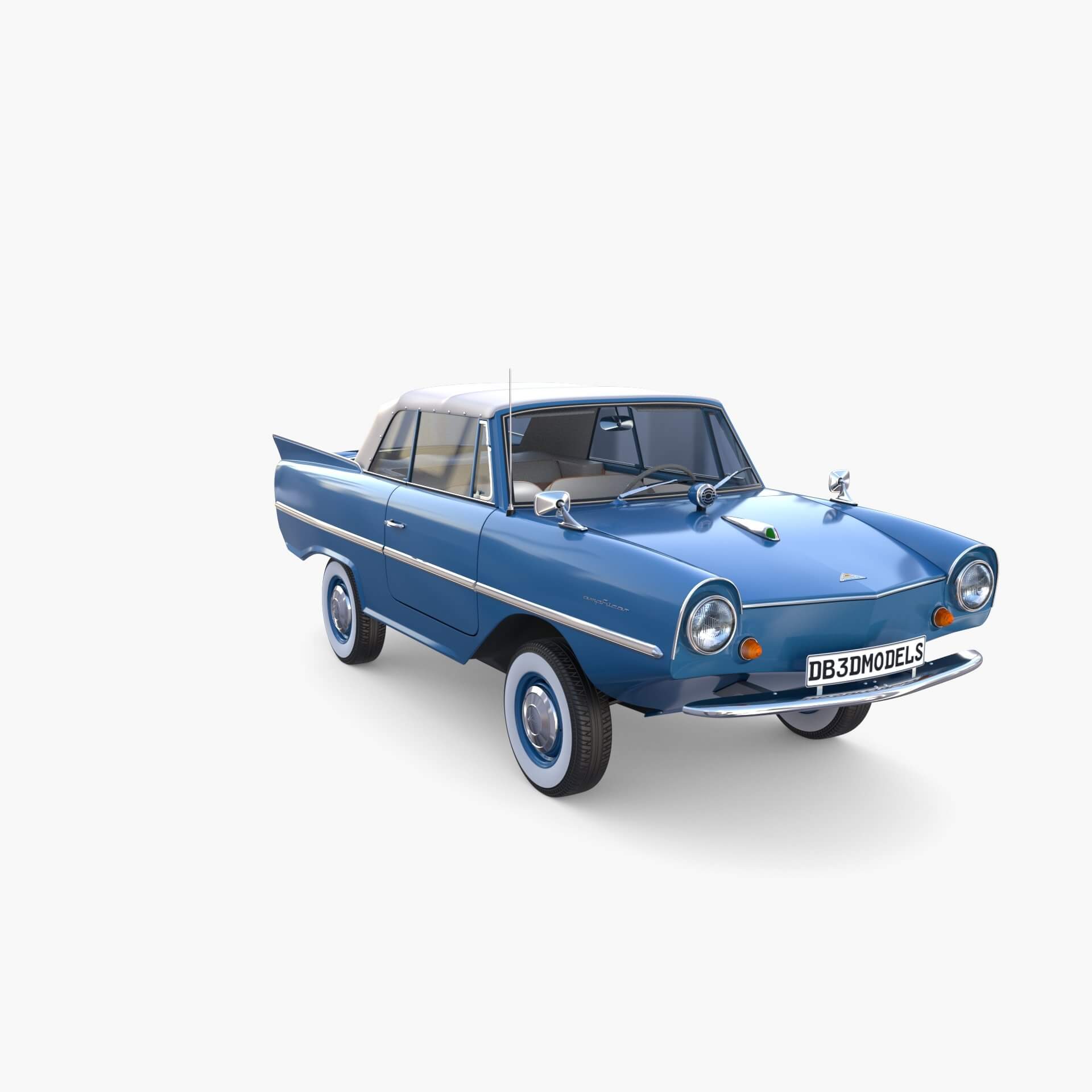 Amphicar 770 Blue W Interior Top Up - 3D Model by dragosburian
