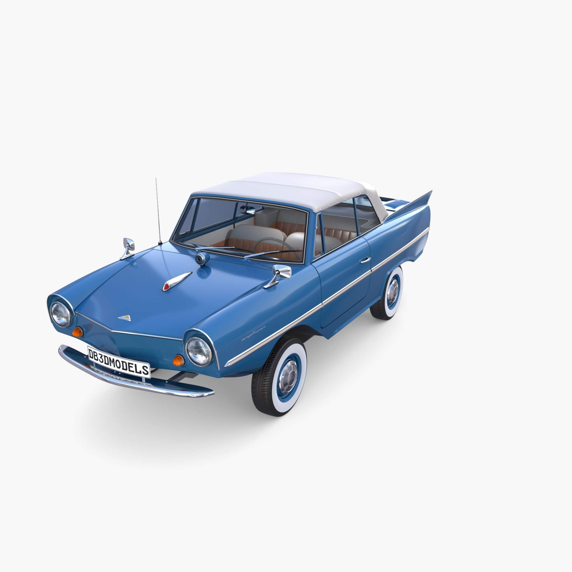 Amphicar 770 Blue W Interior Top Up - 3D Model by dragosburian