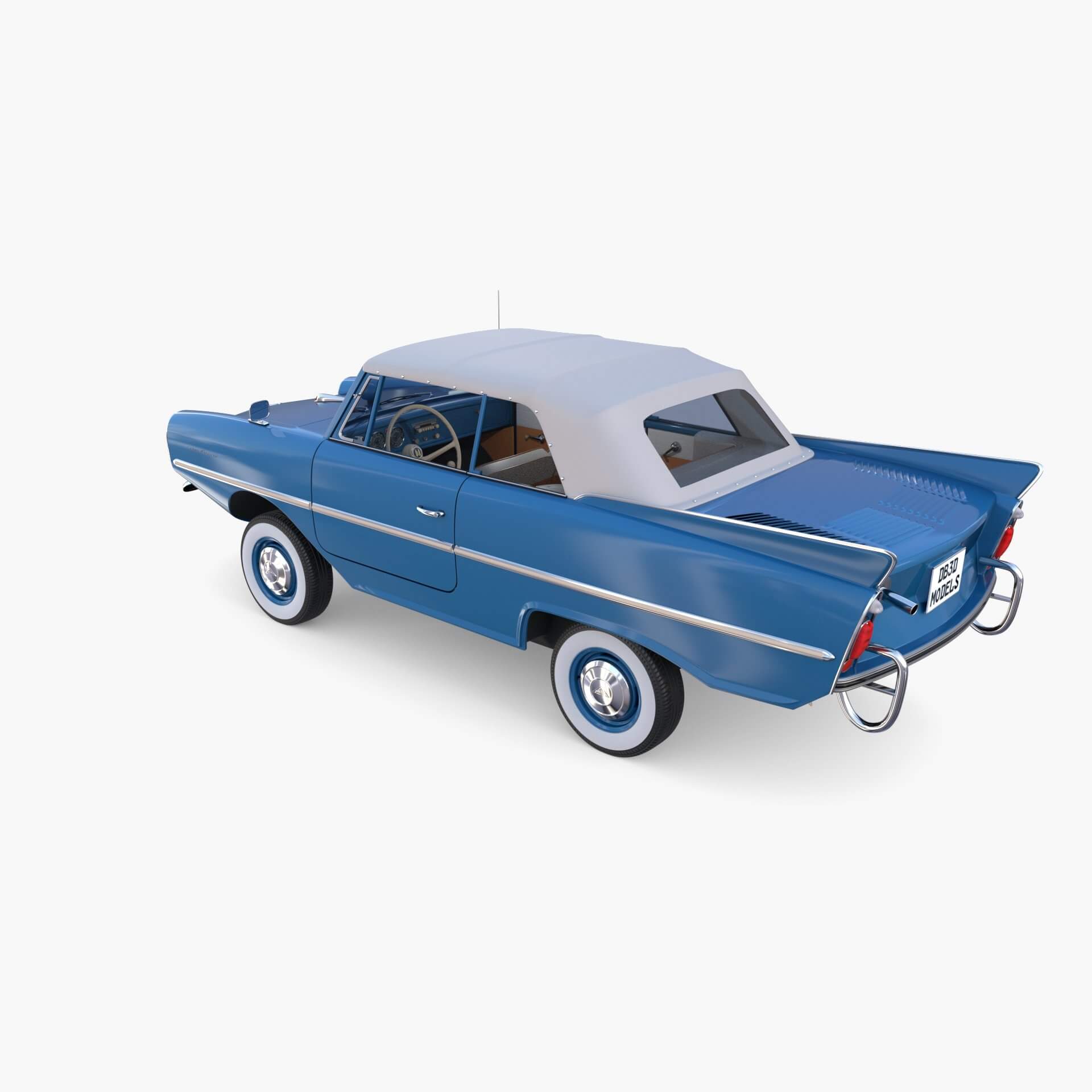 Amphicar 770 Blue W Interior Top Up - 3D Model by dragosburian