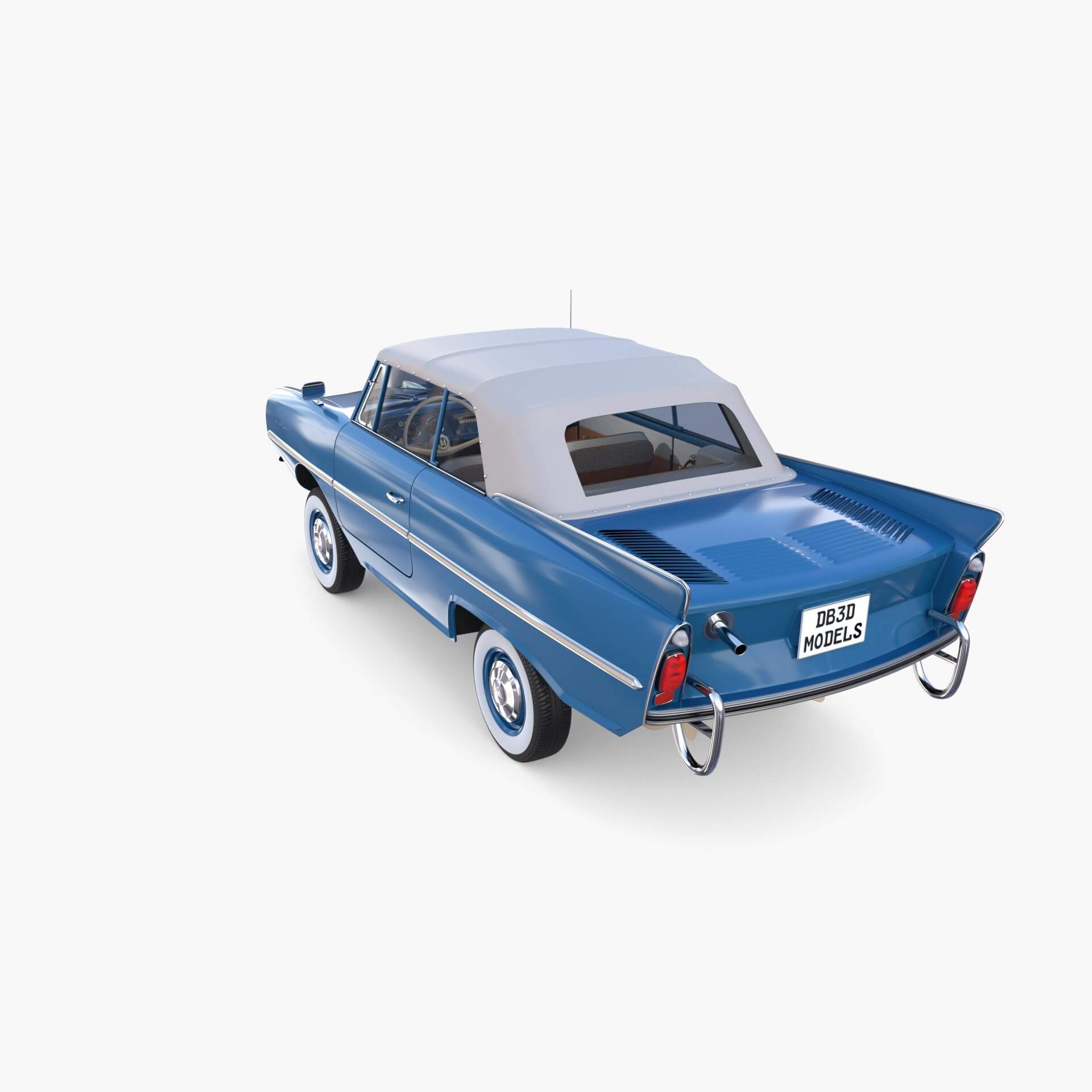 Amphicar 770 Blue W Interior Top Up - 3D Model by dragosburian
