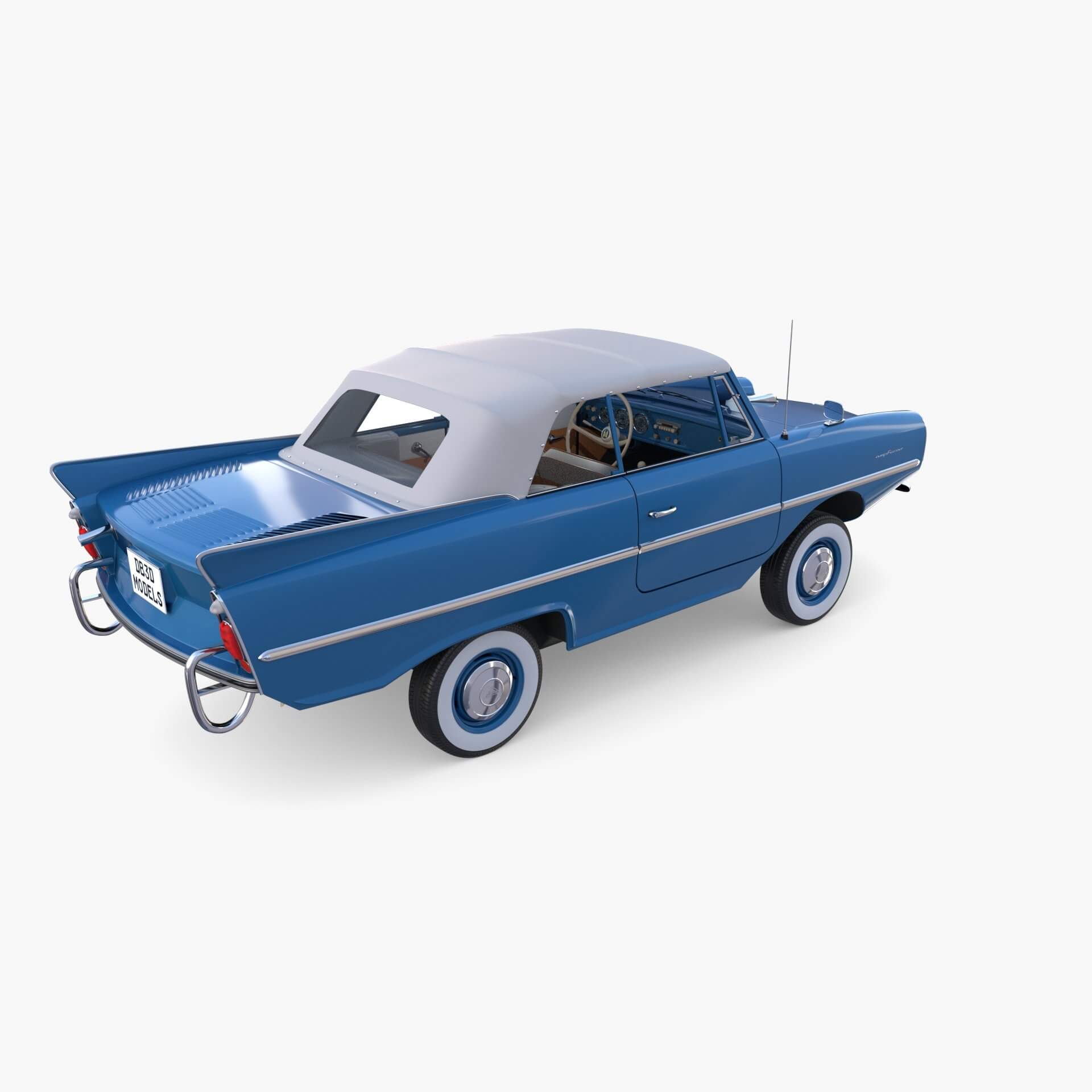 Amphicar 770 Blue W Interior Top Up - 3D Model by dragosburian