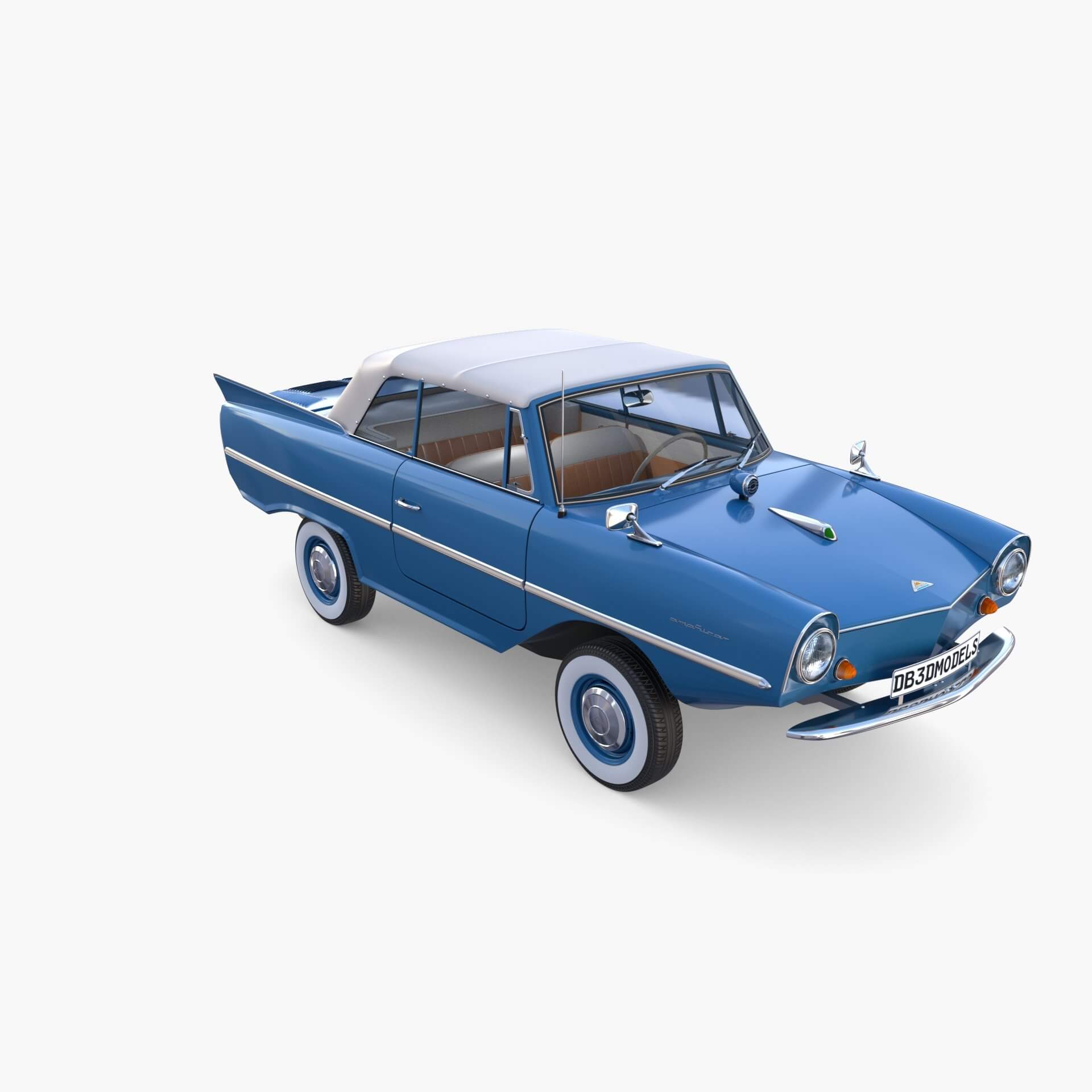 Amphicar 770 Blue W Interior Top Up - 3D Model by dragosburian