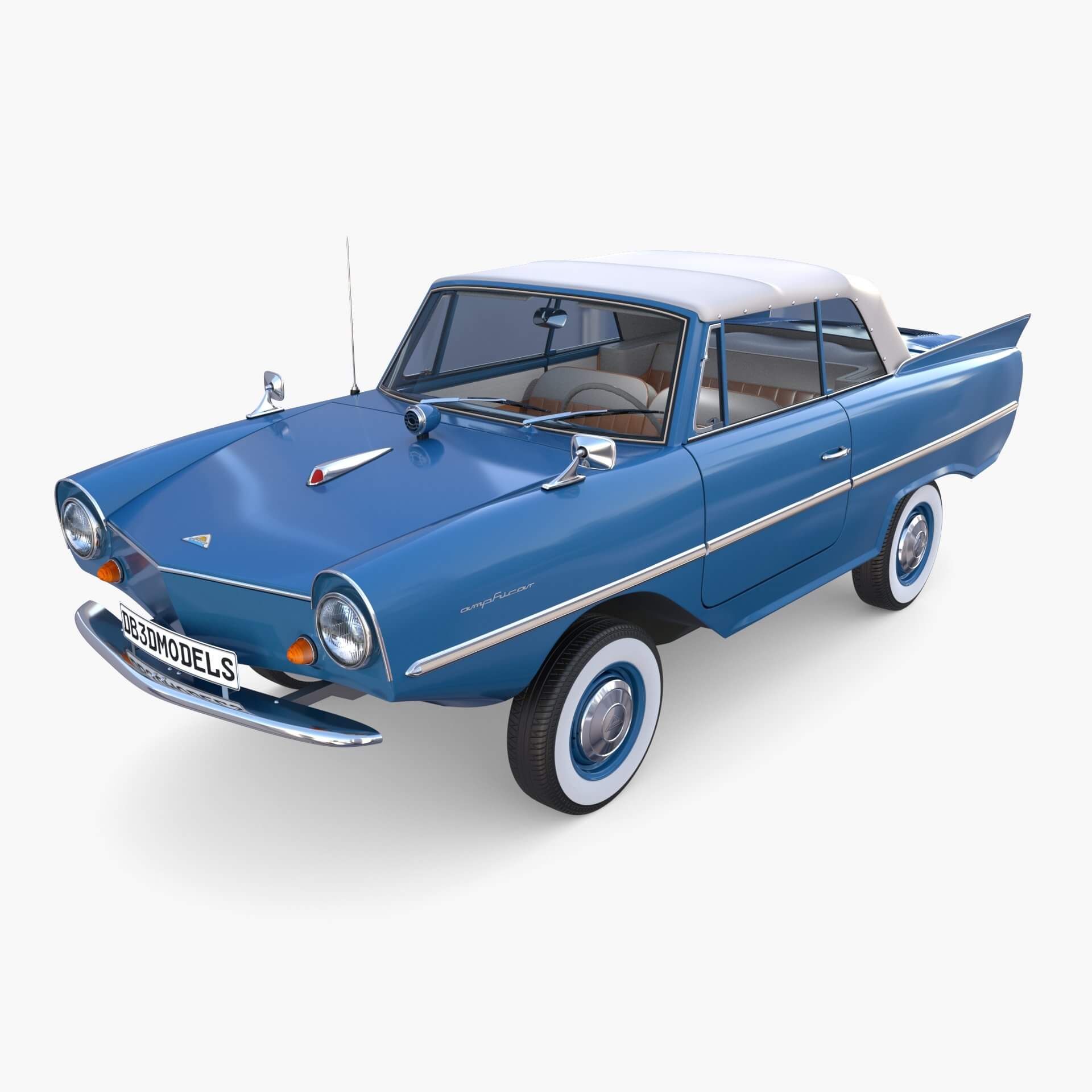 Amphicar 770 Blue W Interior Top Up - 3D Model by dragosburian