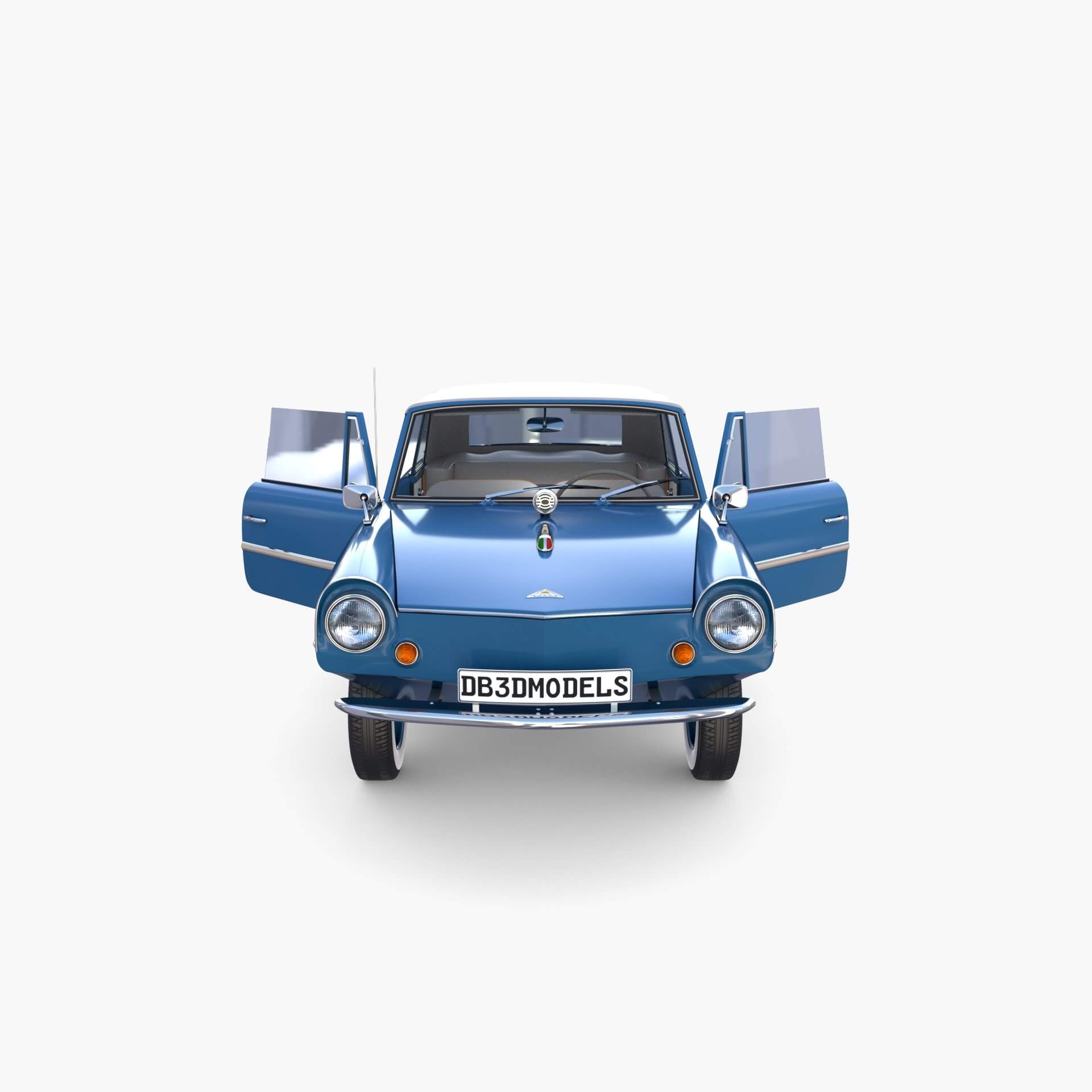 Amphicar 770 Blue W Interior Top Up - 3D Model by dragosburian